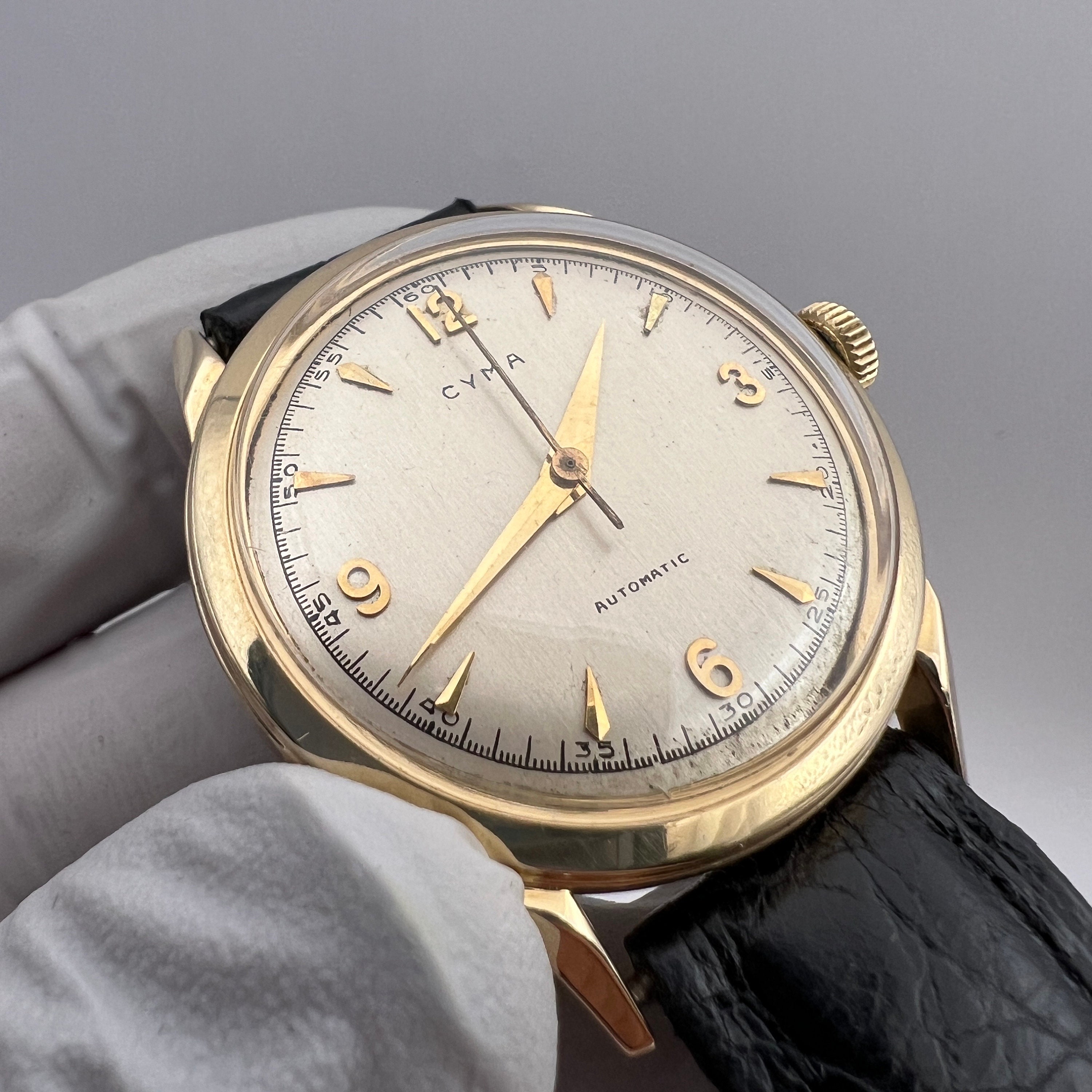 C. 1950 Vintage 14k Gold Fine Collectible Swiss Mid-century Cyma Swiss ...
