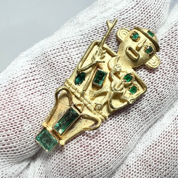 c. 1965 18k Gold & Emerald Handmade, Columbian Origin… - Gem
