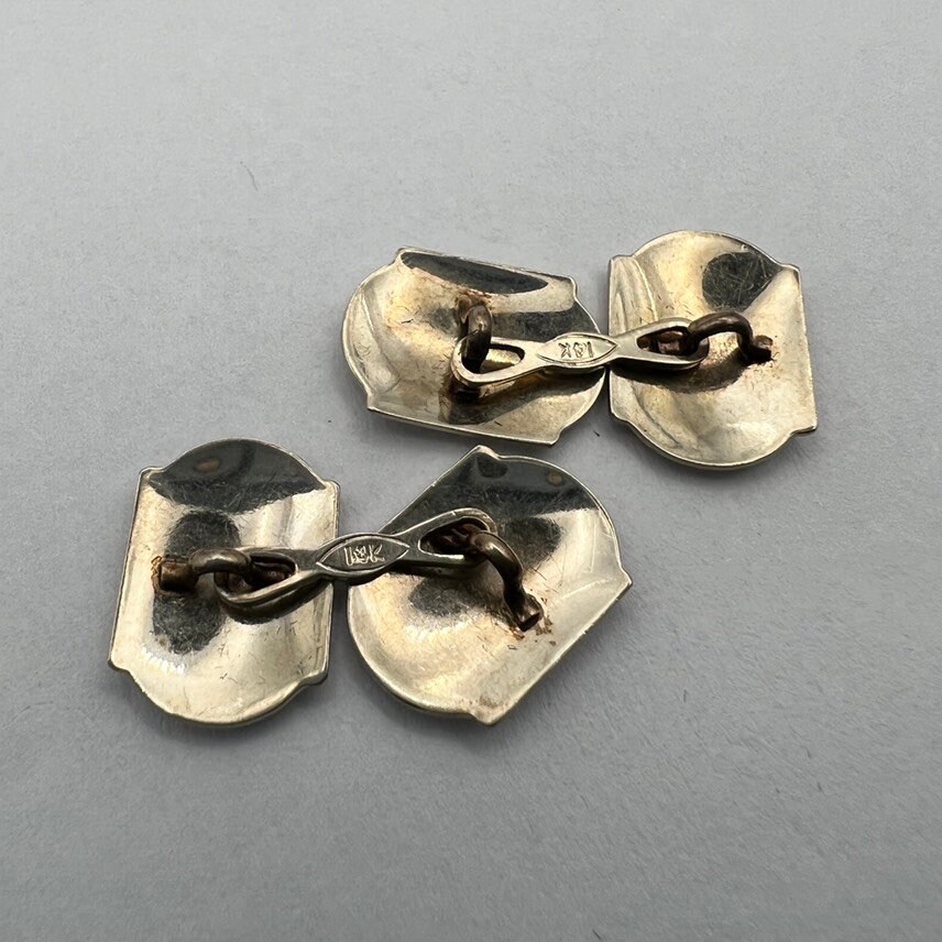 C. 1950 14k Gold Early 20th Century White Gold Cufflinks With a Free ...