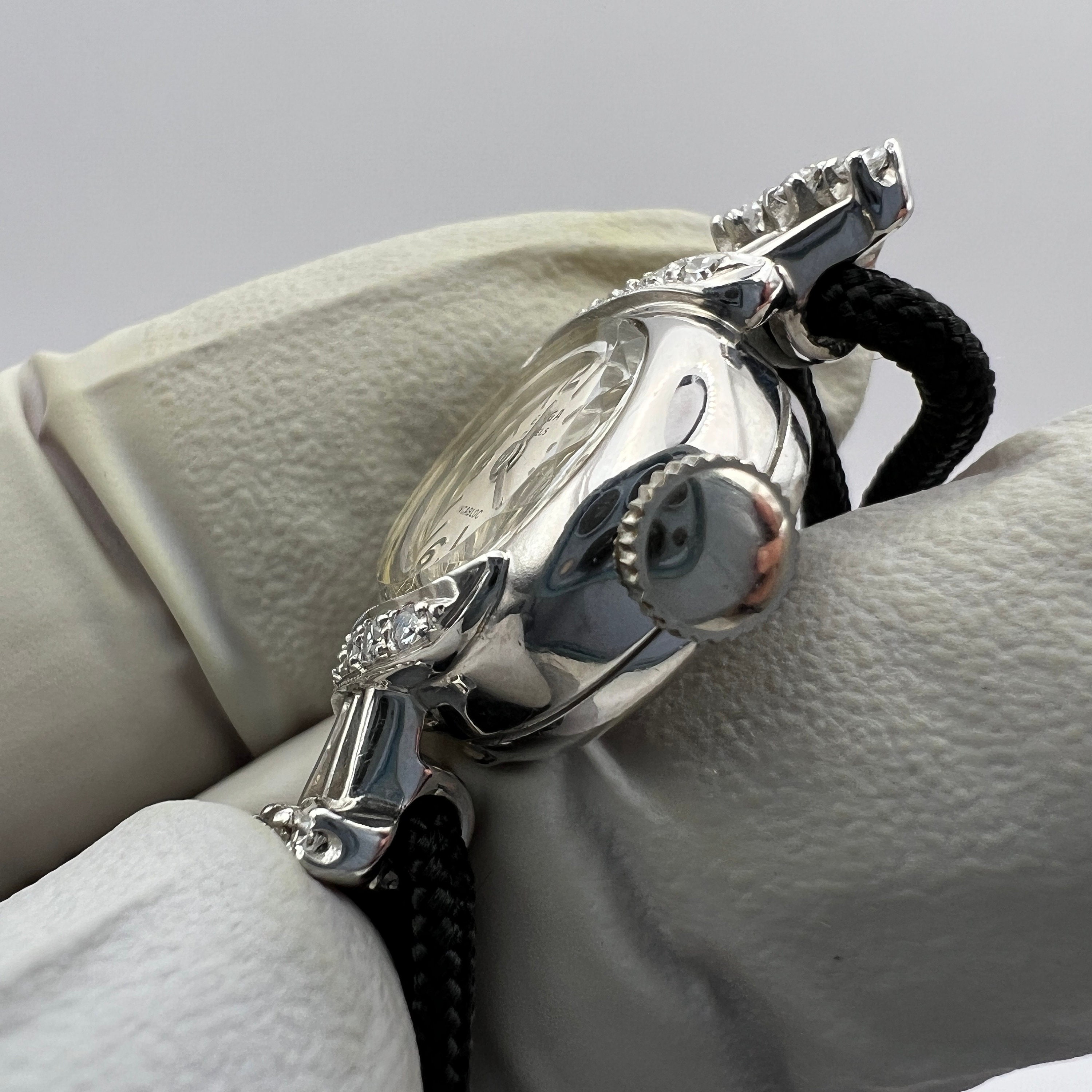 C. 1955 14k White Gold Diamond Mid-century Eloga Swiss Women's Dress ...