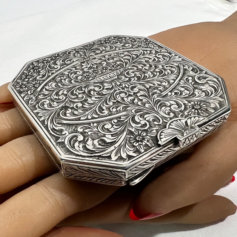 C. 1875 Sterling Silver One-of-a-kind Victorian Antique Compact With ...