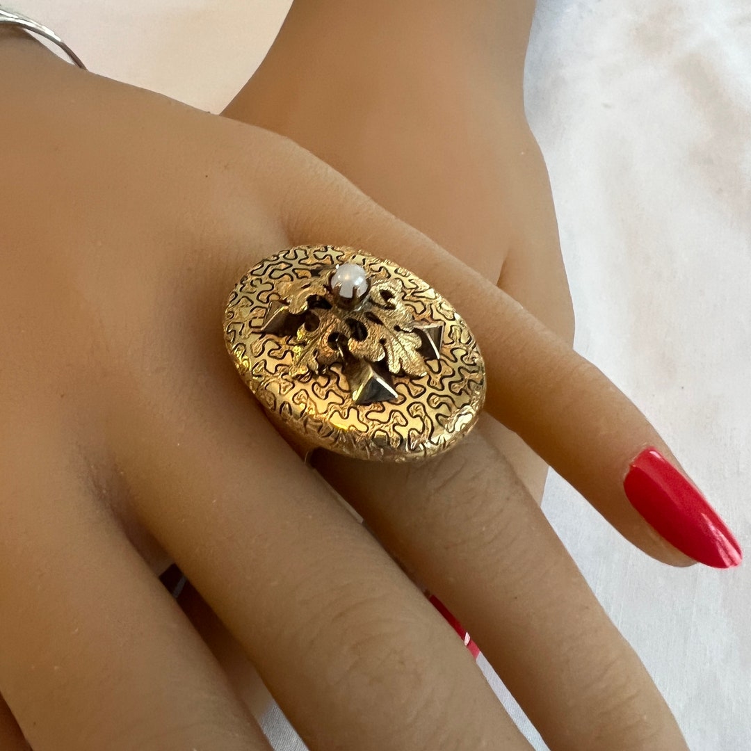 C. 1975 14k Gold Handmade Bold Statement Ring Plus a Free Gift of a C. 1975 Navajo Sterling ...