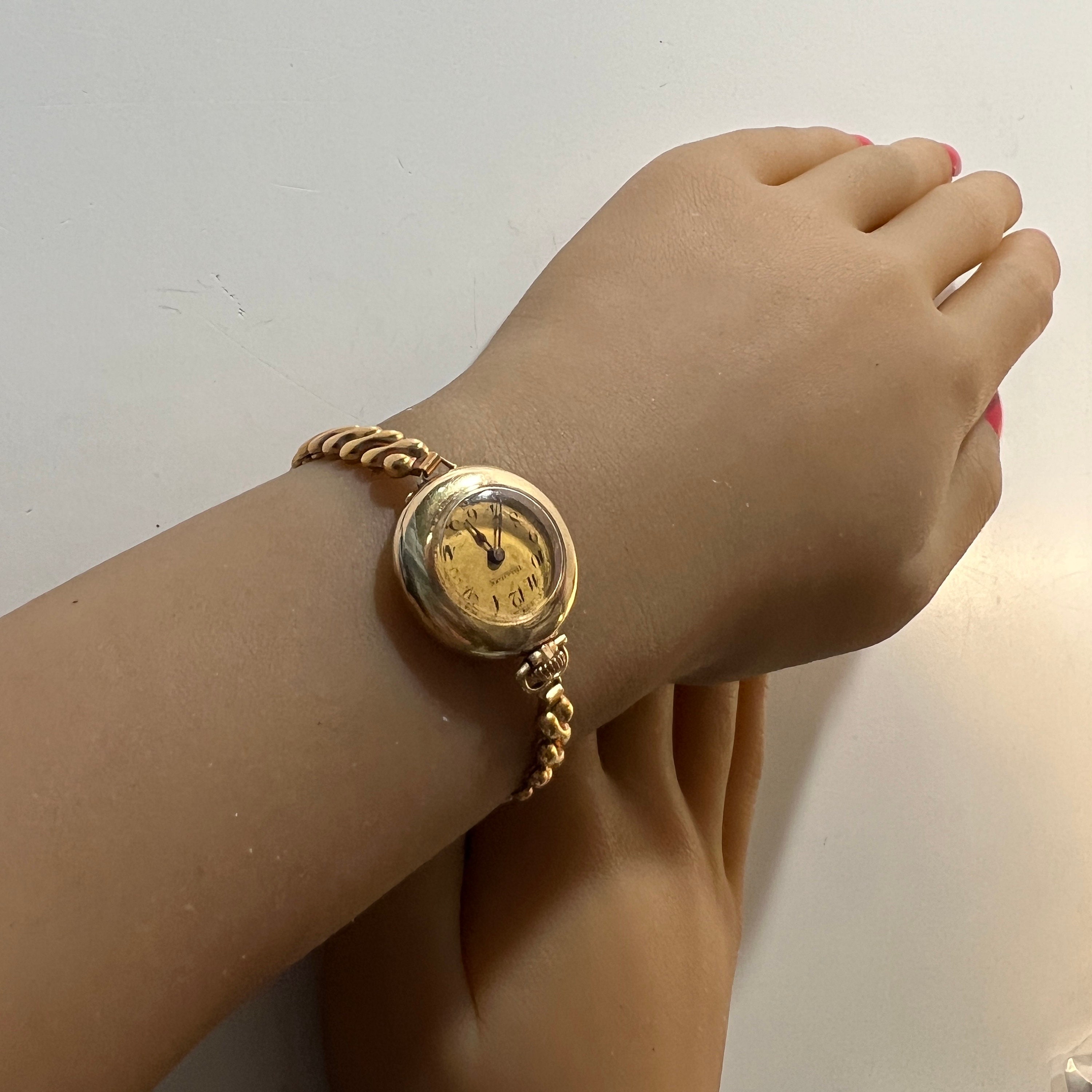 C. 1915 Antique 14k Gold Victorian Hallmark Women's Swiss Watch. Quartz ...