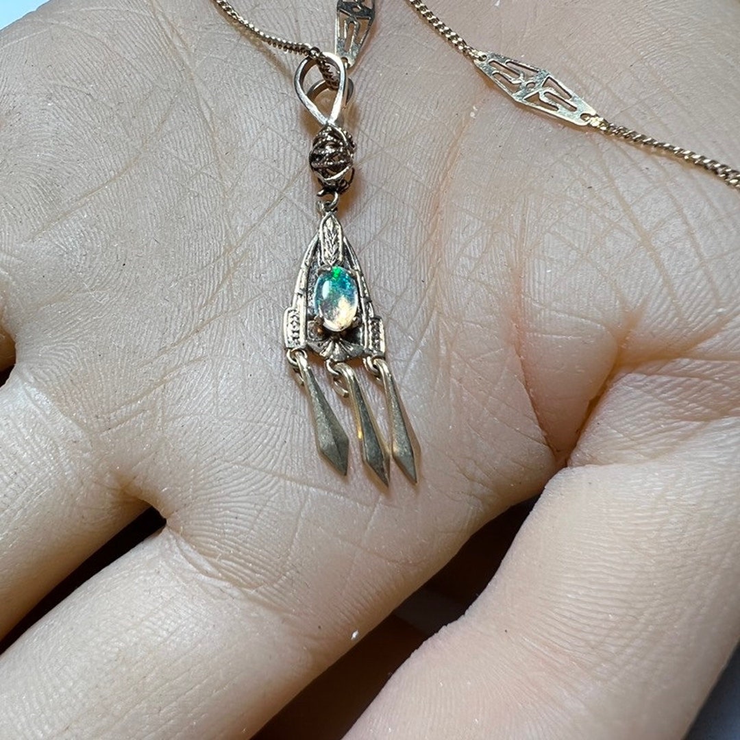 C. 1930 14k Victorian Era Diamond Lavaliere Pendant With 14k Chain Plus ...