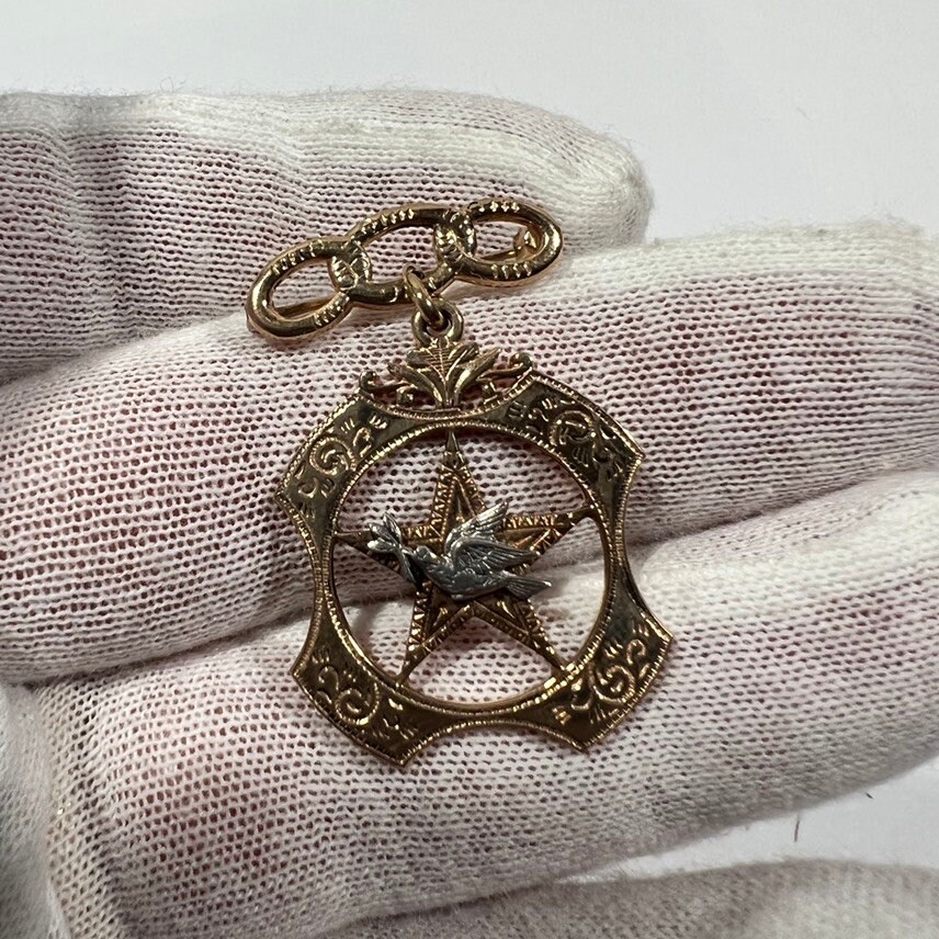 C. 1955 10k Gold Mid-century Handmade, White and Yellow Gold, Masonic ...