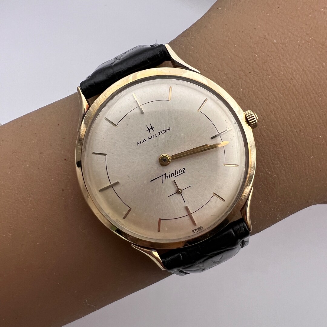 C. 1960 Fine Collectible 10k Gold Mid-century Hamilton Thinline Dress ...