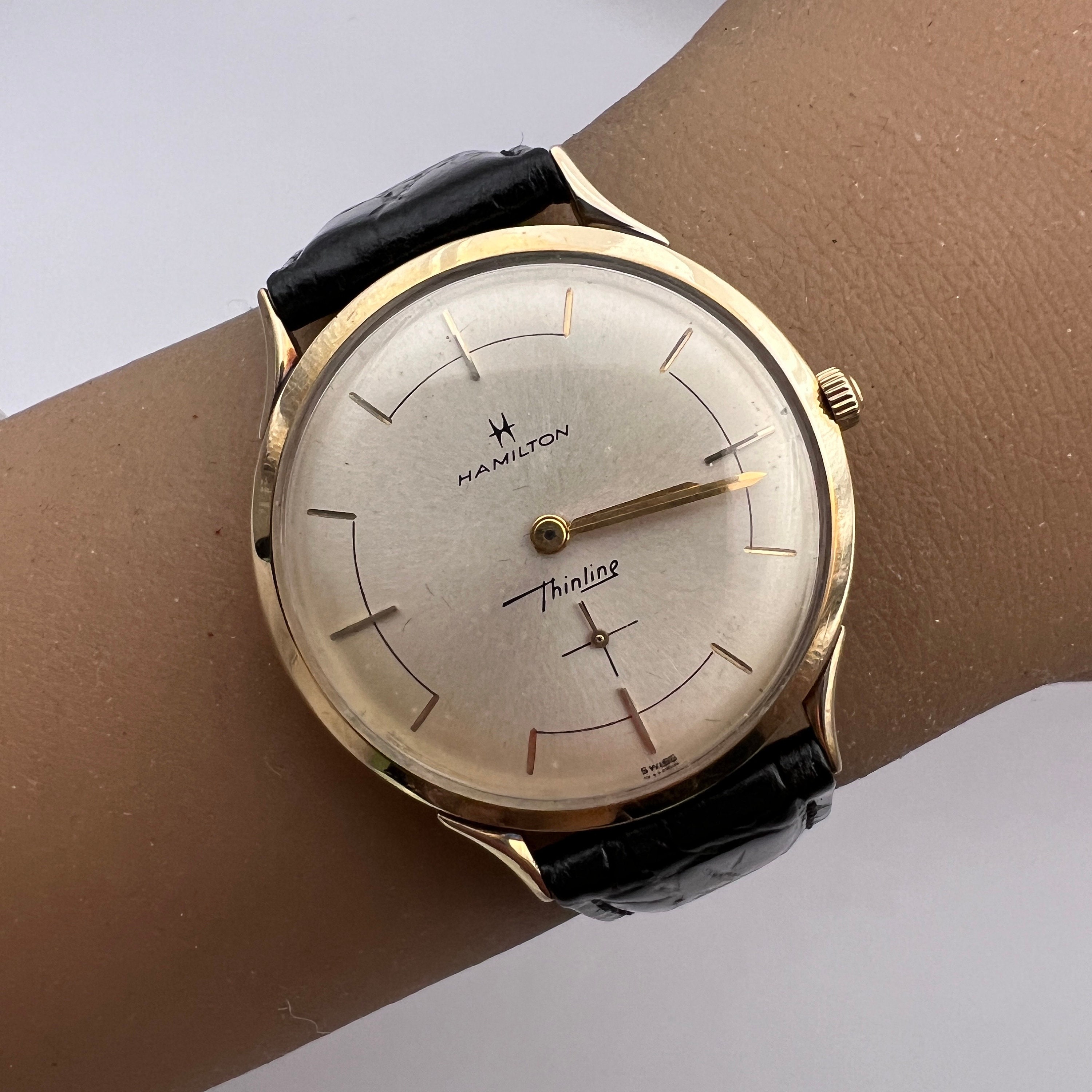 C. 1960 Fine Collectible 10k Gold Mid-century Hamilton Thinline Dress ...