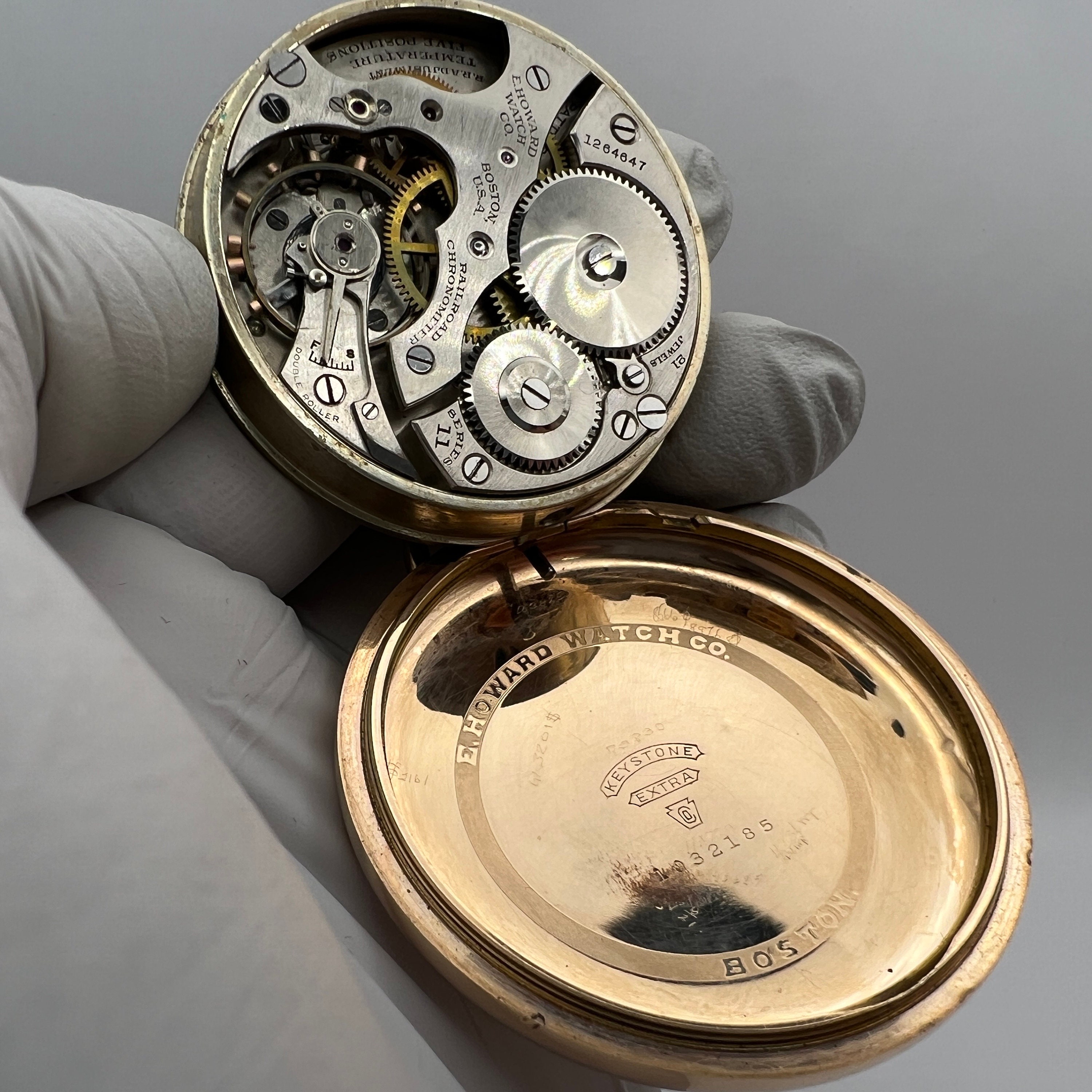 C. 1915 Victorian Era Fine Howard Pocket Watch. 14k Gold Filled, 21 ...