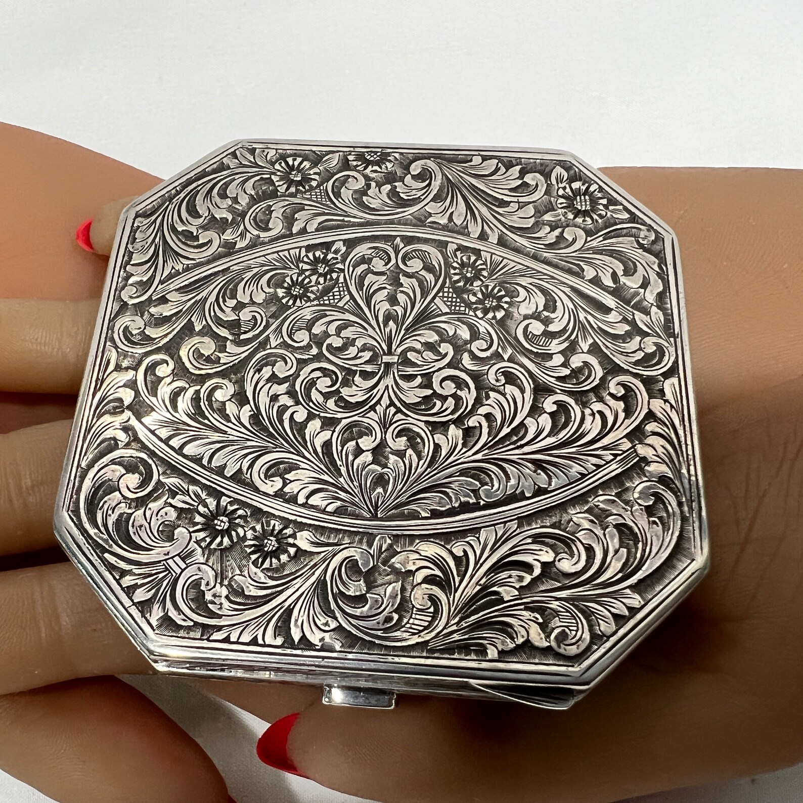 C. 1875 Sterling Silver One-of-a-kind Victorian Antique Compact With ...