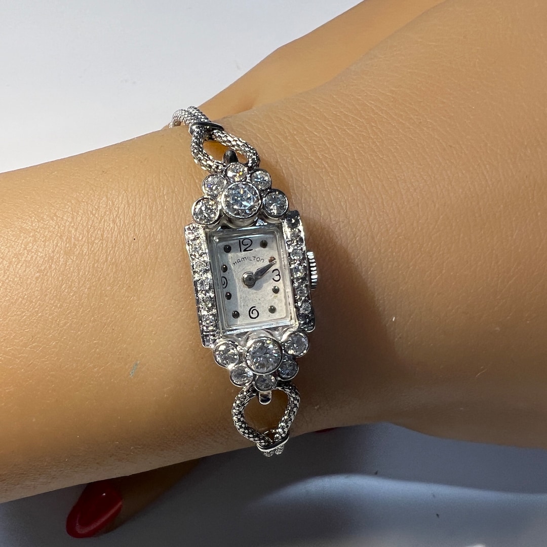 C. 1955 Rare and Very Fine Platinum and Diamond Mid-century Hamilton ...