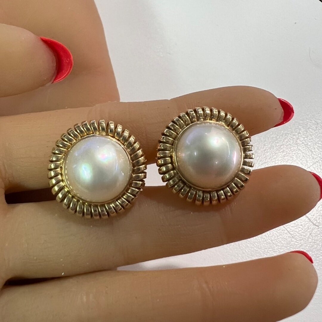 C. 1965 14k Gold Mid-century Mabe Pearl Earrings **50% Off** Plus a ...