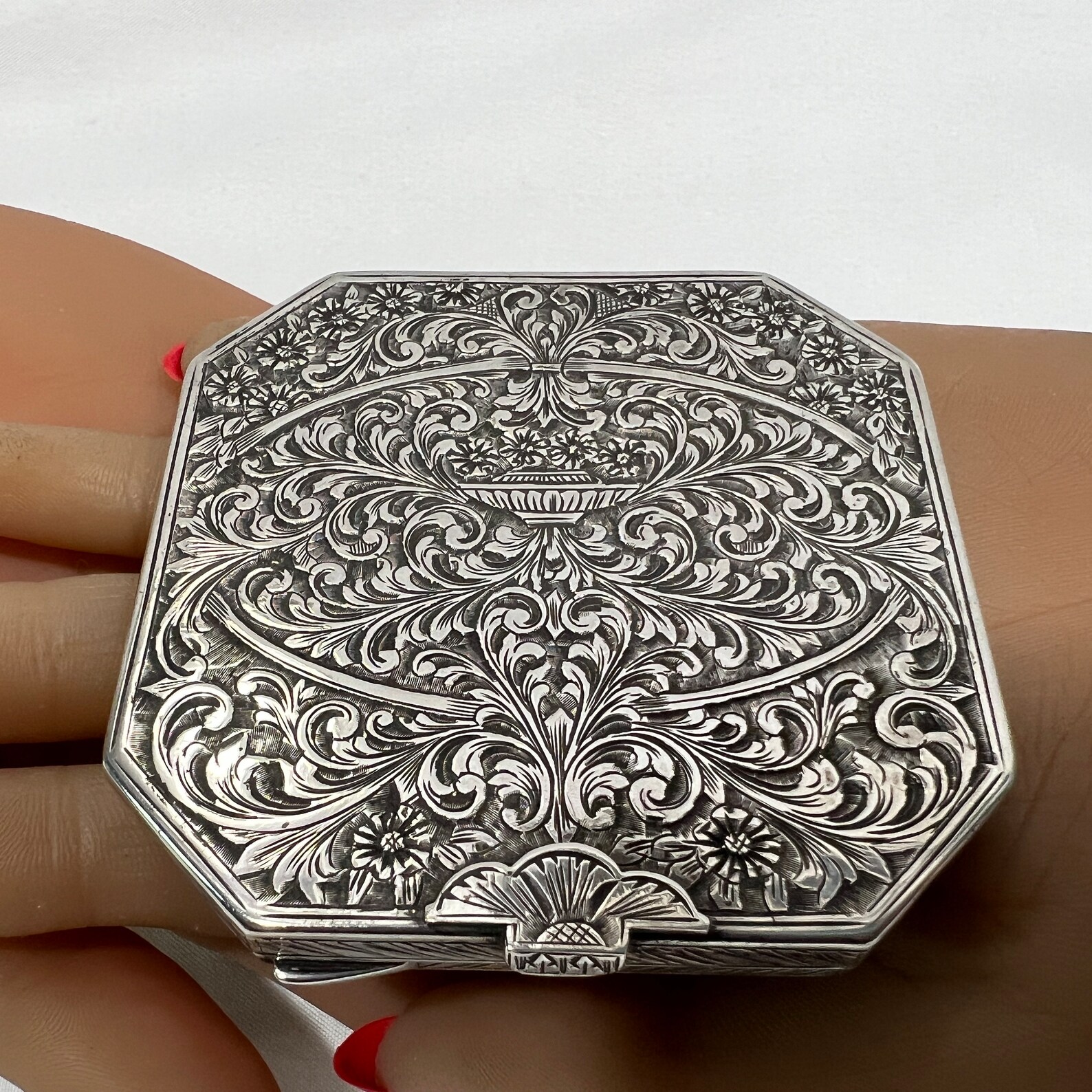C. 1875 Sterling Silver One-of-a-kind Victorian Antique Compact With ...