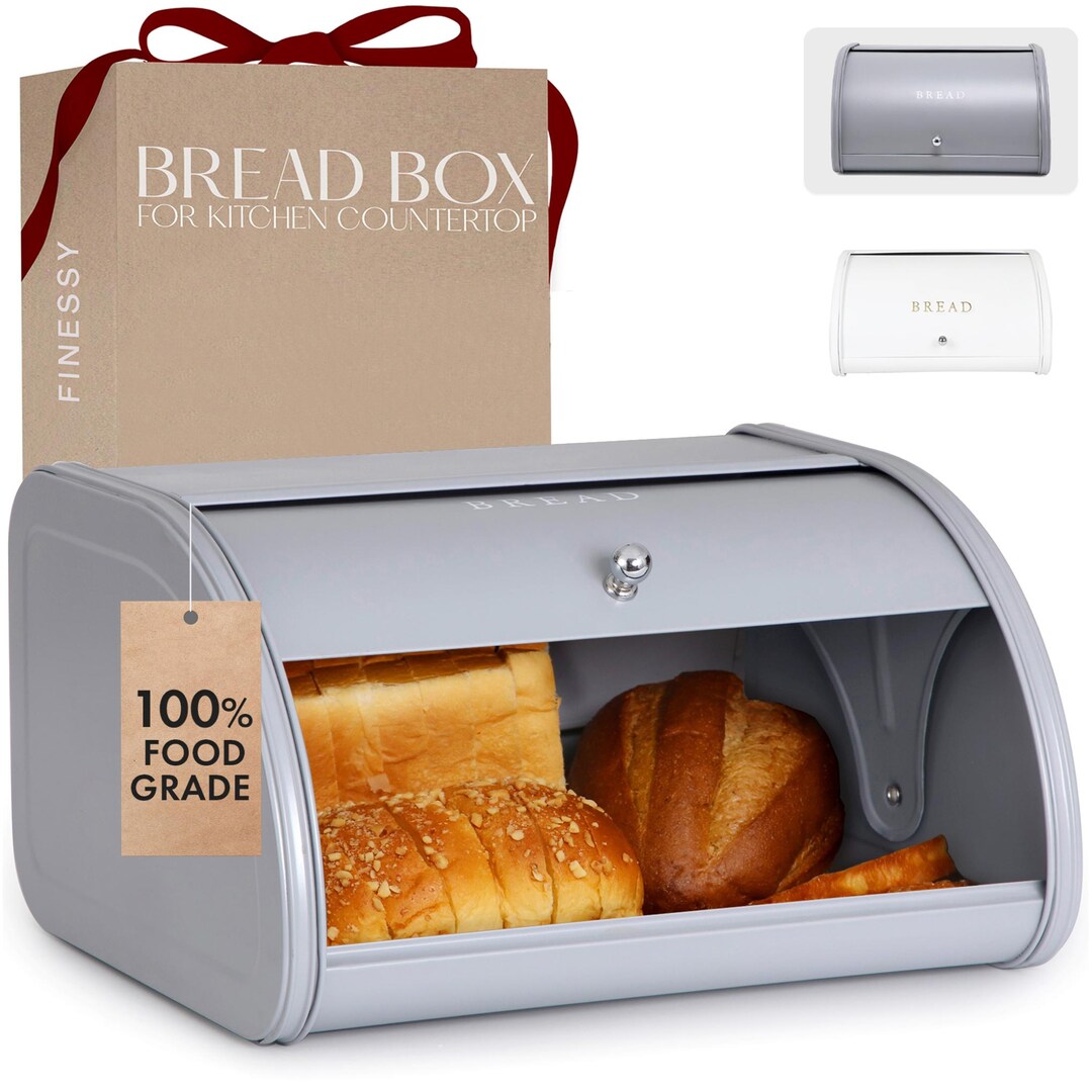 Modern Metal Bread Box for Kitchen Countertop, Stainless Steel Bread ...