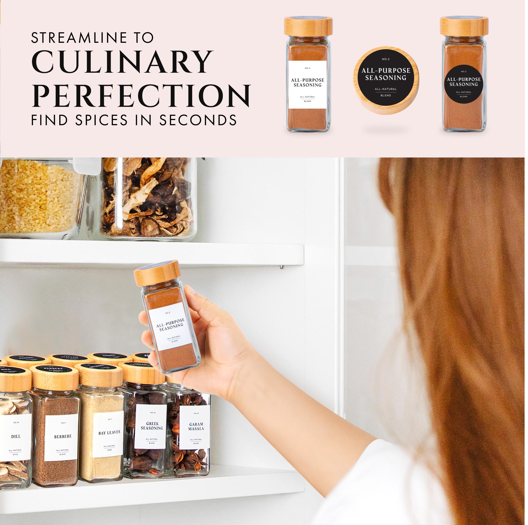 Glass Spice Jars With Bamboo Lids: 24 Pack, 4oz With Labels - Etsy