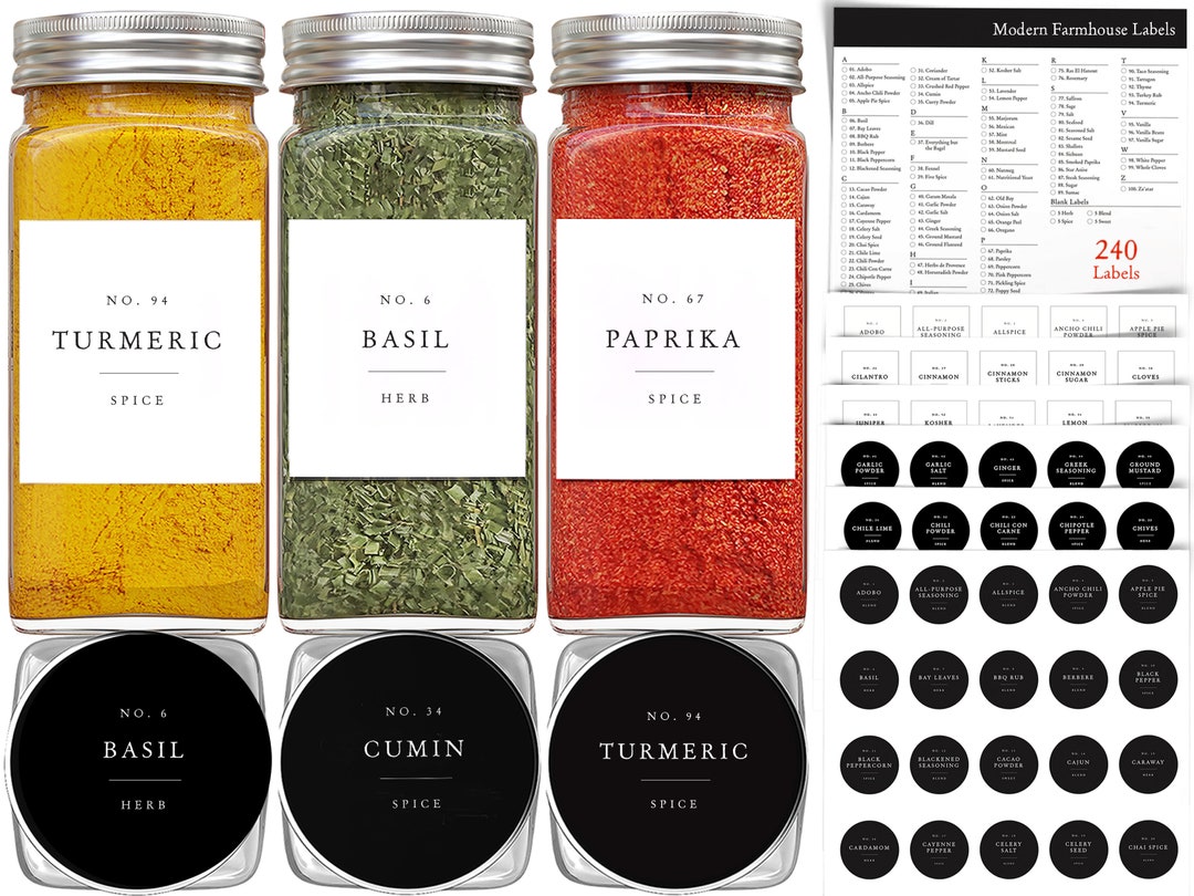 240 Modern Farmhouse Spice Labels Preprinted Waterproof - Etsy