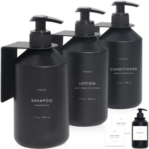 Wall Mount Shampoo Dispenser Set: 3-chamber, No Drill, 17oz Bottles - Etsy