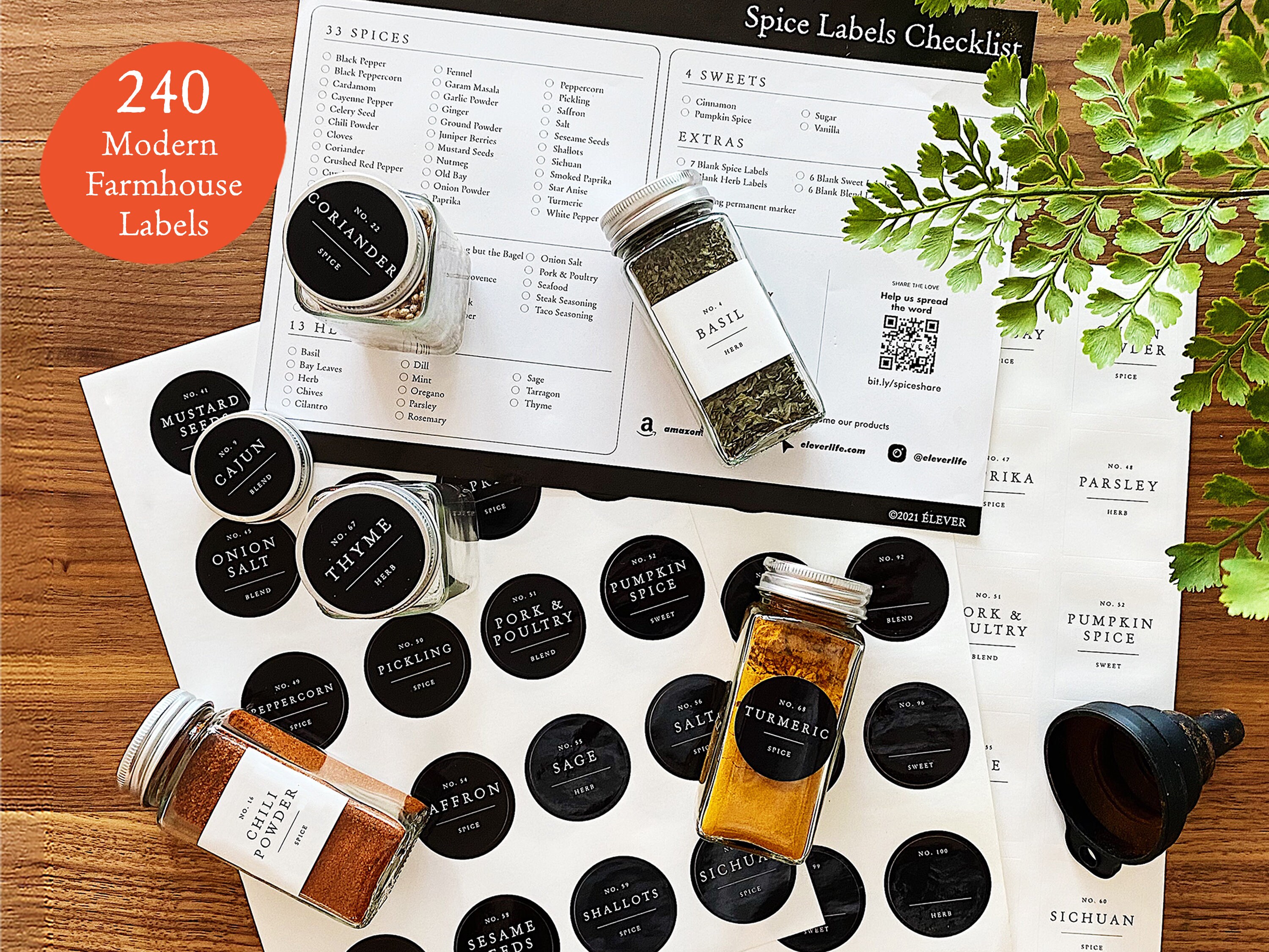 240 Modern Farmhouse Spice Labels Preprinted Waterproof - Etsy