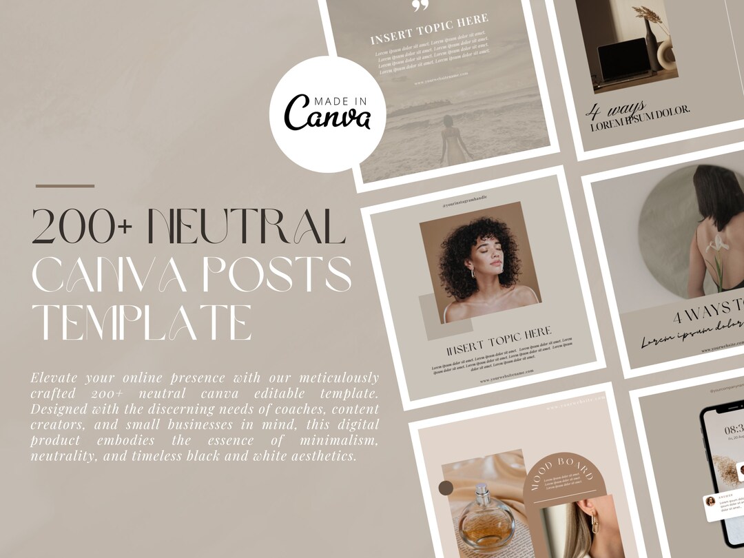 Neutral 200 Templates Aesthetic Instagram Templates Small Business ...