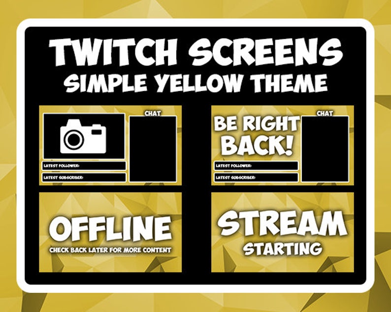 Simple Aesthetic Yellow Twitch Overlays- OBS Overlay Extension Pack - Etsy