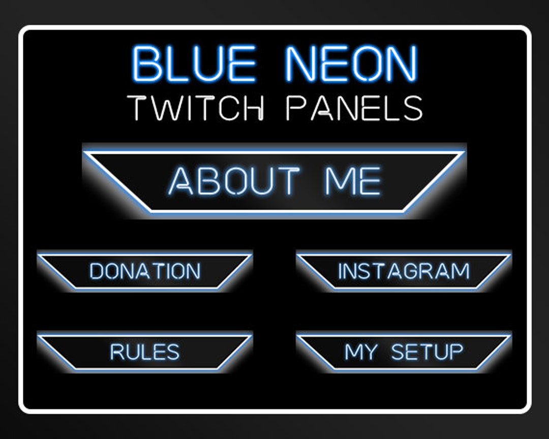 Blue Neon Twitch Panels- Twitch Streaming Starter Pack - Etsy