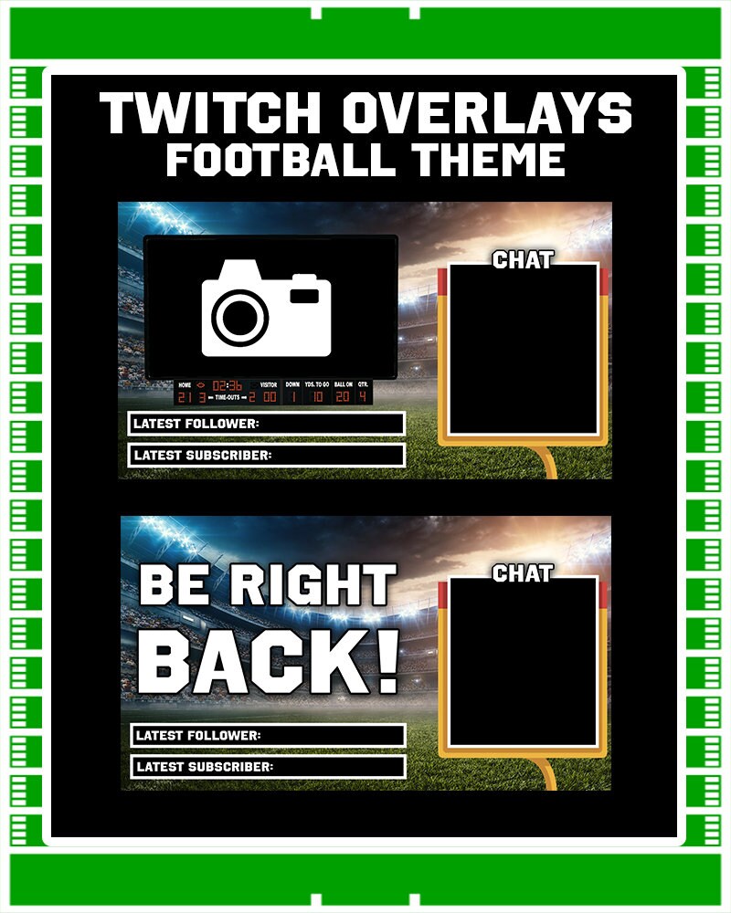 Football Theme Complete Twitch Streaming Package- Overlays, Screens ...