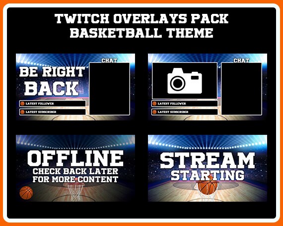 Basketball Theme Twitch Overlays- OBS Streaming Extension Pack - Etsy