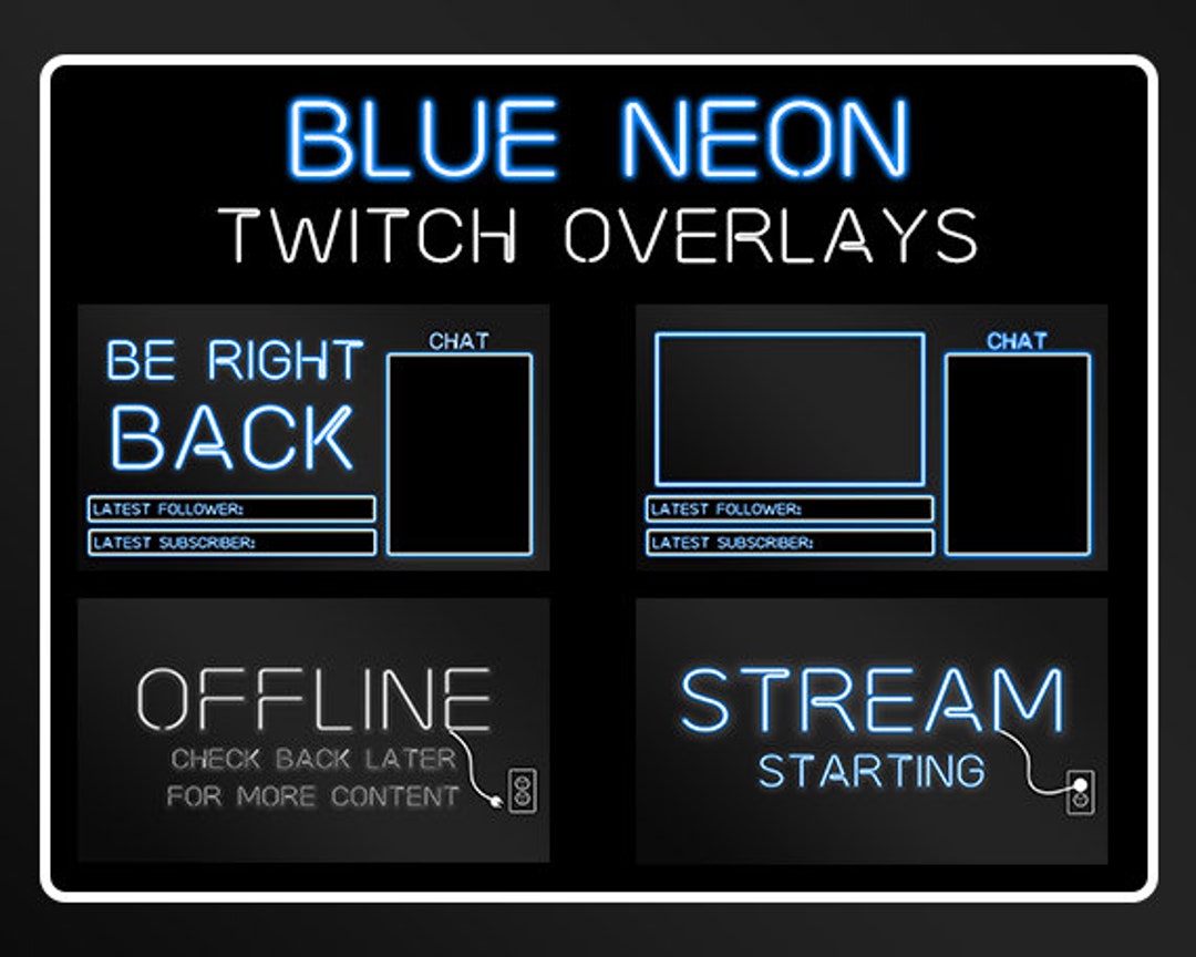Blue Neon Twitch Overlays- OBS Streaming Extension Pack - Etsy