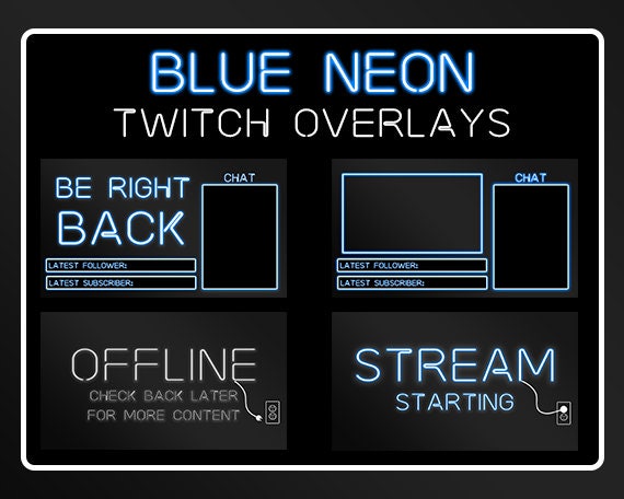 Blue Neon Twitch Overlays OBS Streaming Extension Pack - Etsy