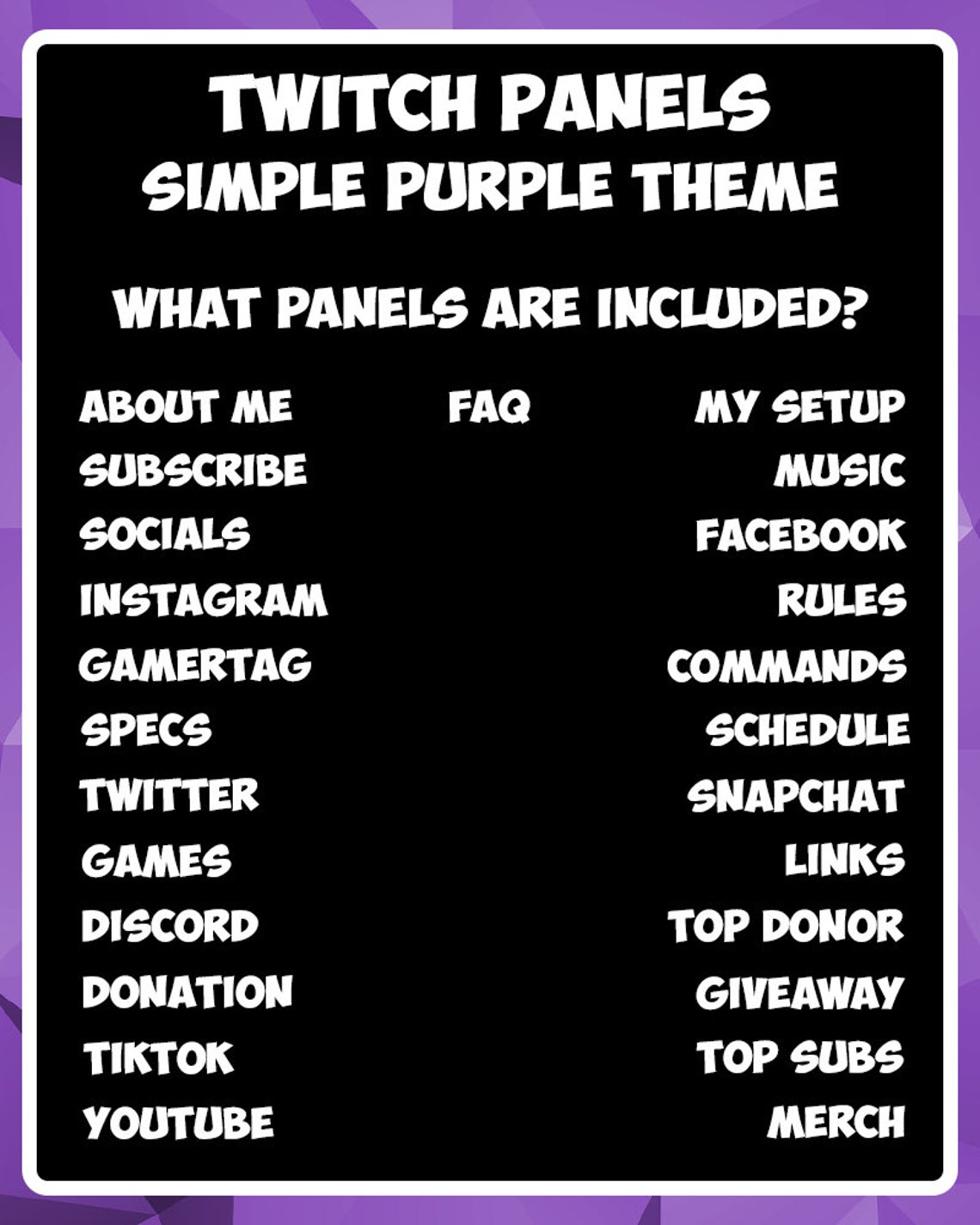 Simple Aesthetic Purple Twitch Panels- Twitch Streaming Starter Pack - Etsy