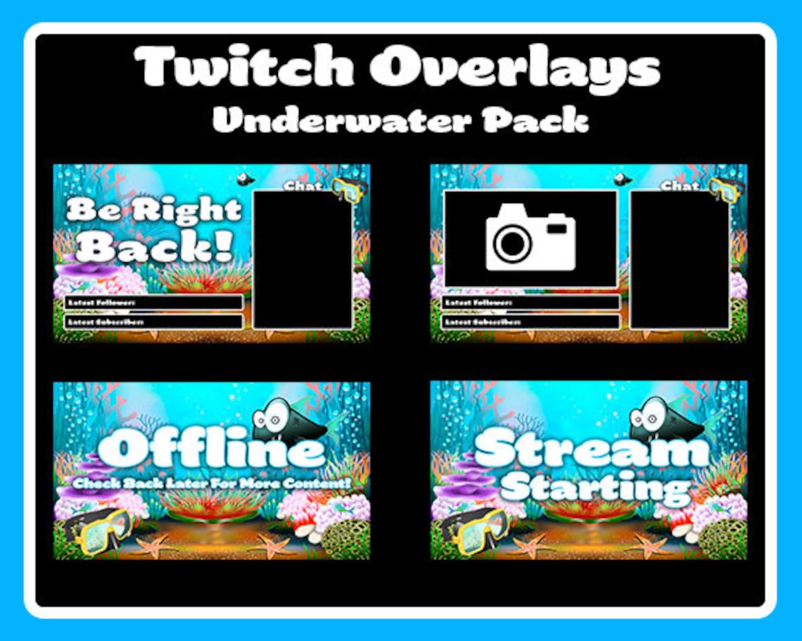 Underwater Theme Twitch Overlays- OBS Streaming Extension Packs - Etsy