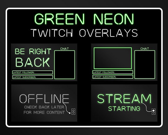 Green Neon Twitch Overlays- OBS Streaming Extension Pack - Etsy