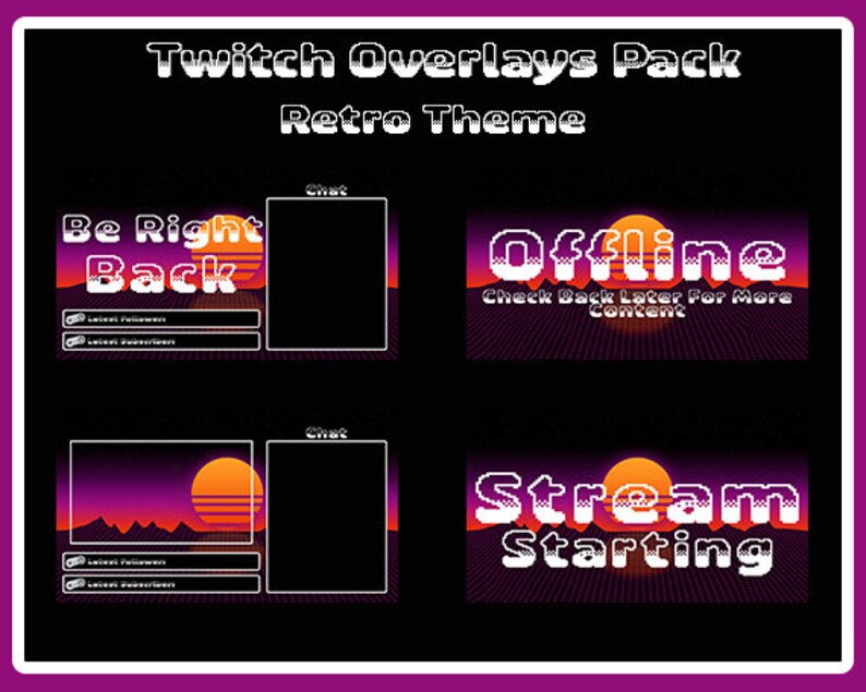 Retro Themed Twitch Overlays- OBS Streaming Extension Pack - Etsy