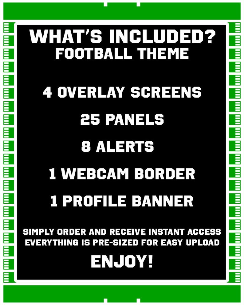 Football Theme Complete Twitch Streaming Package- Overlays, Screens ...
