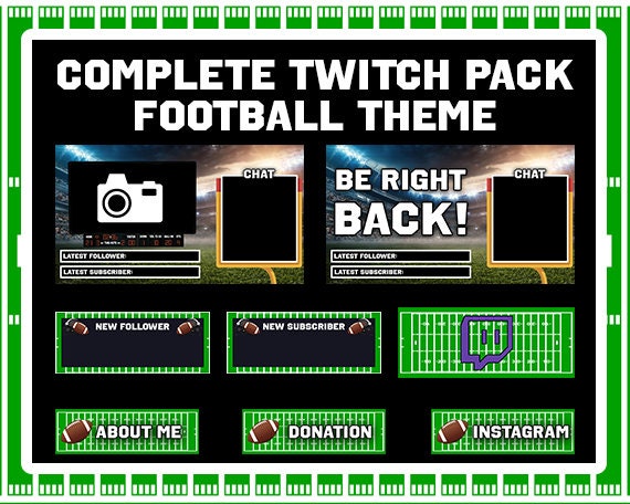 Football Theme Complete Twitch Streaming Package- Overlays, Screens ...