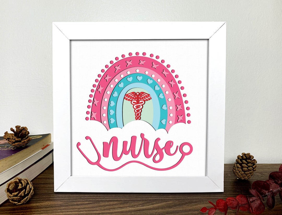Nurse Shadow Box 3D Svg,nursing Gift Svg,nursing 3D Svg ,nursing Light ...
