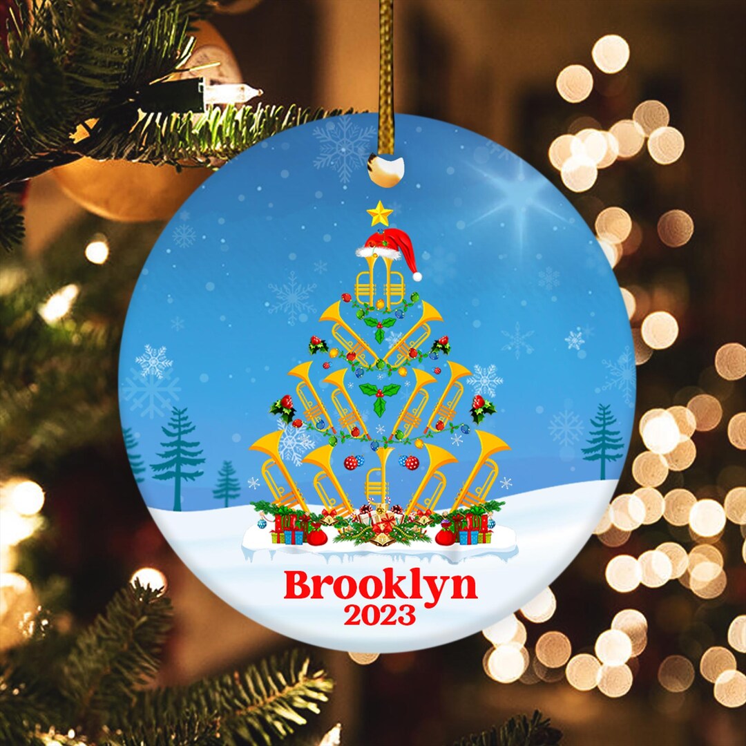 Personalized Trumpet Christmas Tree Ornament, Trumpet Christmas Holiday ...