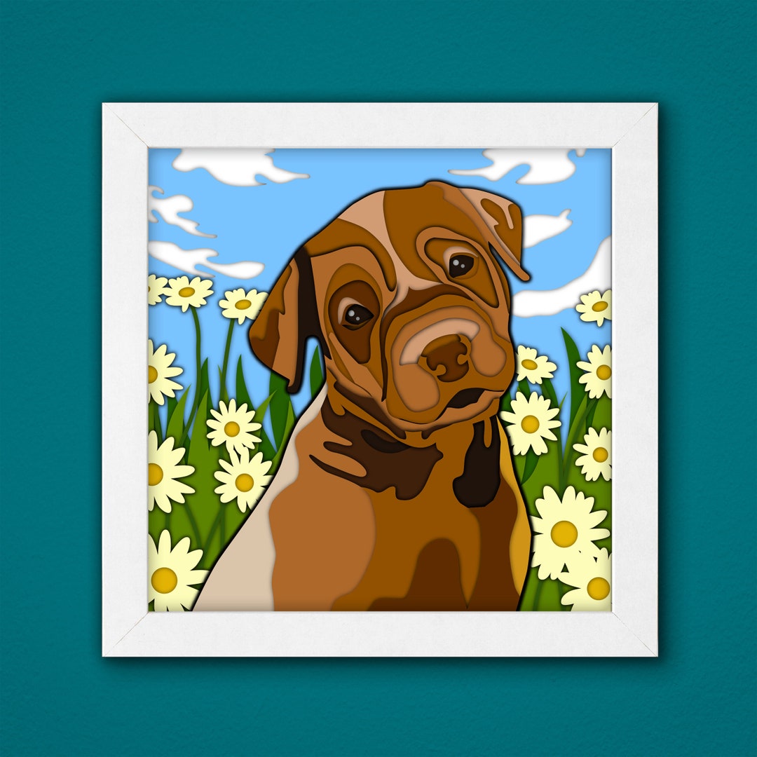 Cute Dog Shadow Box 3D Svg, Animal 3D Svg ,cute Dog 3D Box Svg ,dog ...