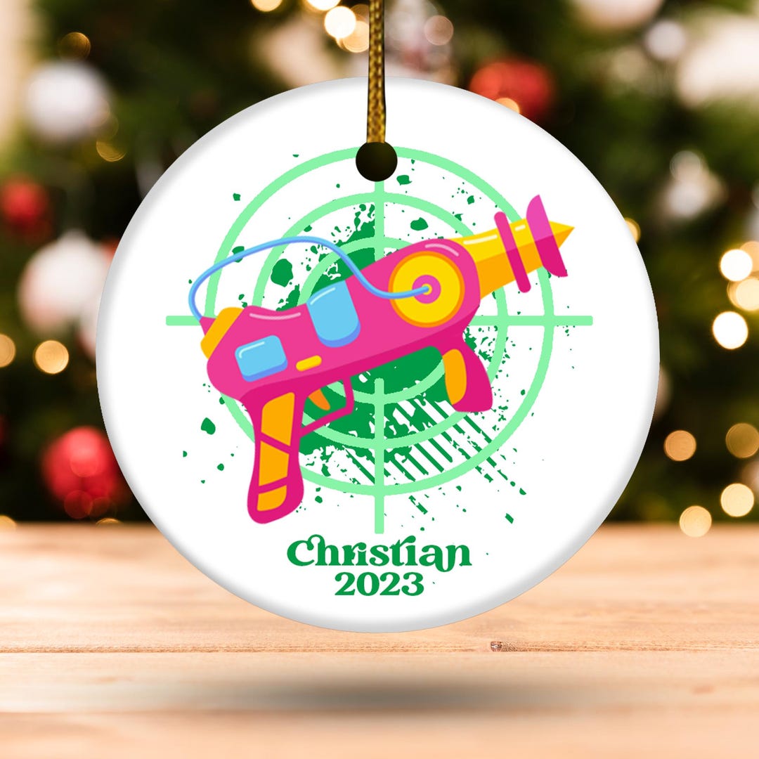 Personalized Toy Gun Blaster Ornament,pink Target Gun Ornament,kids ...