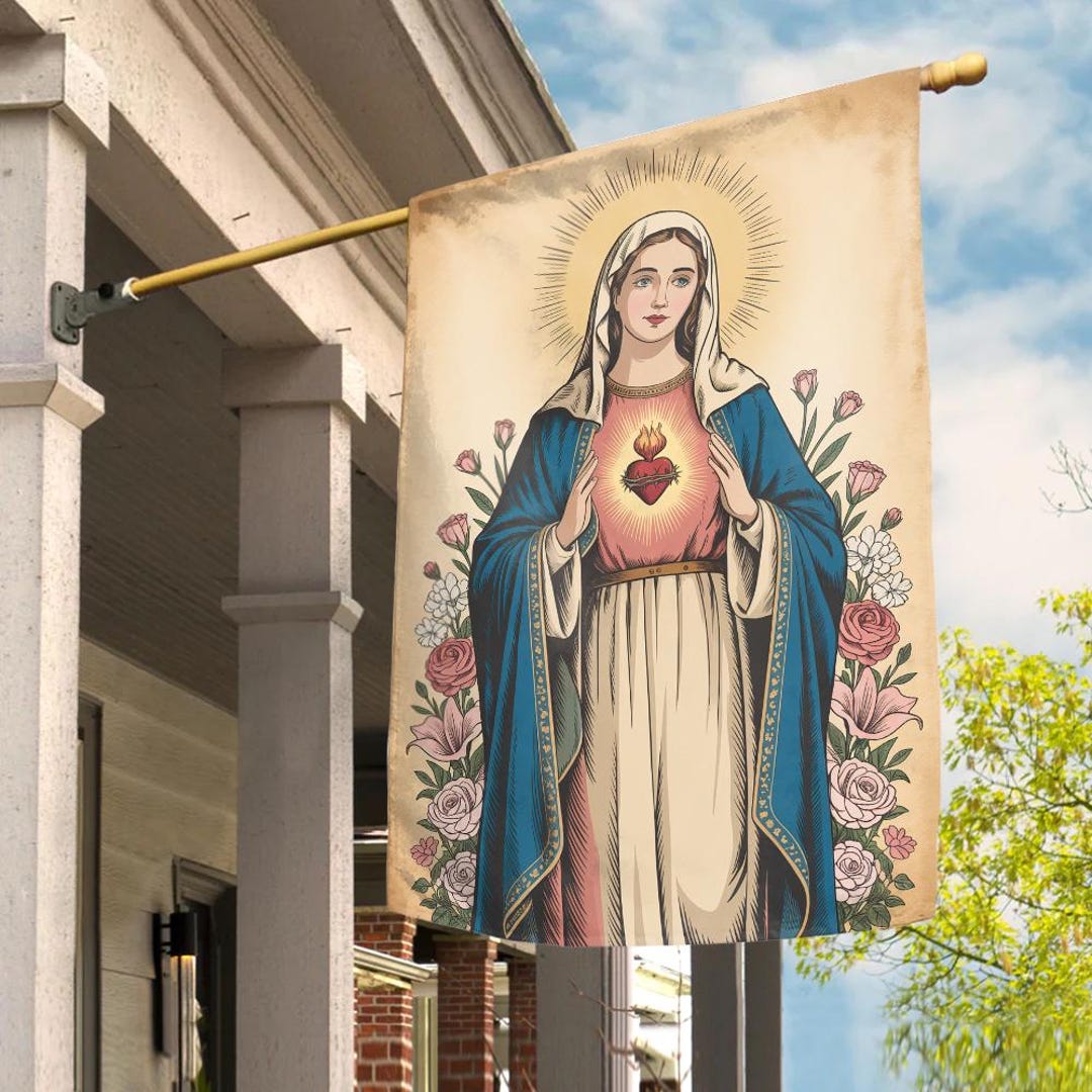 Sacred Heart of Christian Garden Flag, Catholic Art, Modern Christian ...