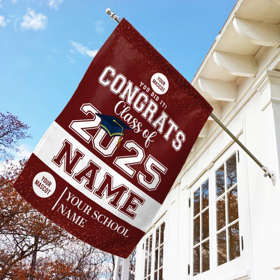 Personalized Graduation Garden Flag Custom Name School Name Mascot