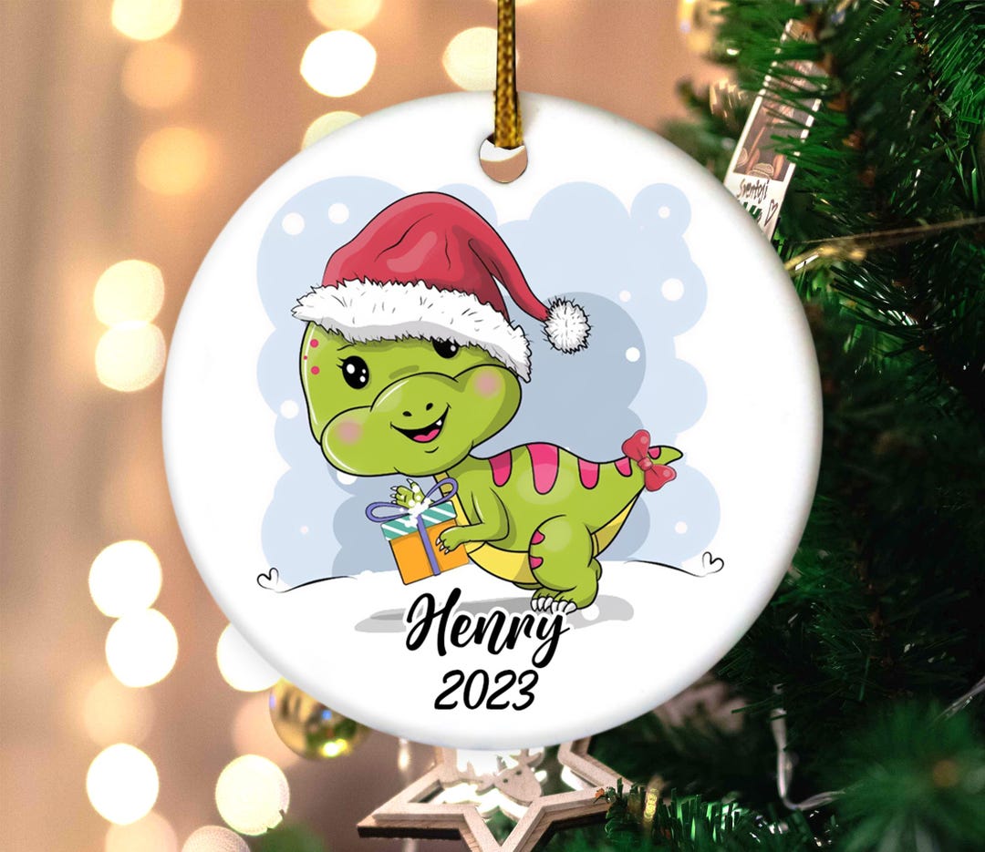 Personalized Christmas Dragon Ornament, Cute Animal Xmas Tree Decor ...