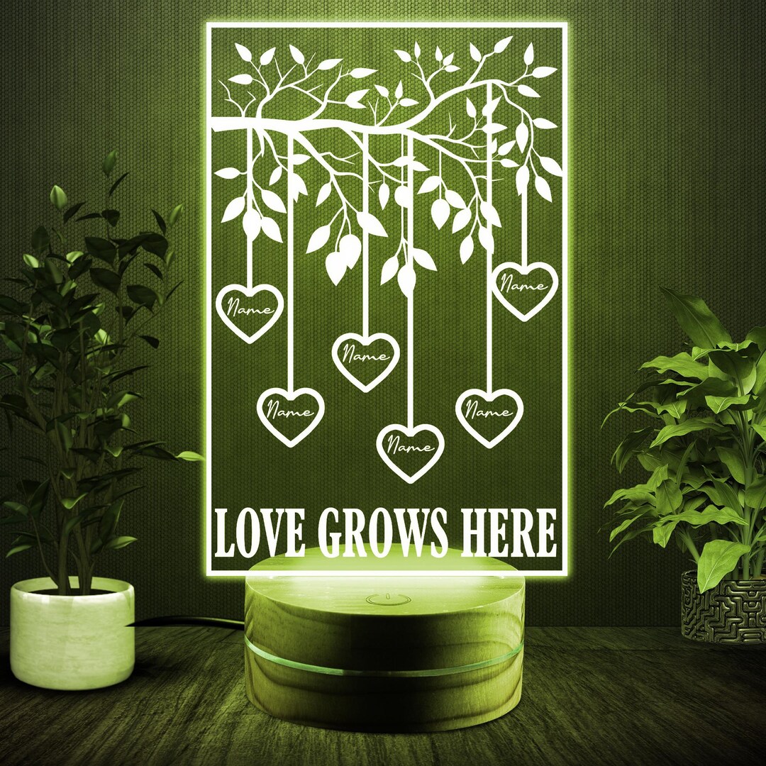 Custom Name Family Tree Night Light, Family Room Decor, Gift for ...