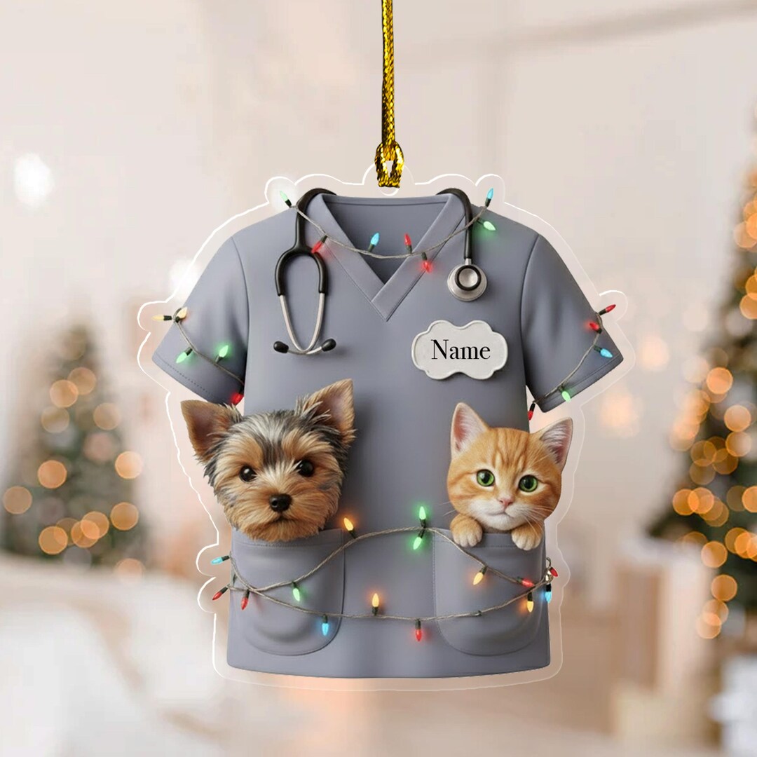 Personalized Vet Christmas Ornament, Custom Cat and Dog Ornament ...