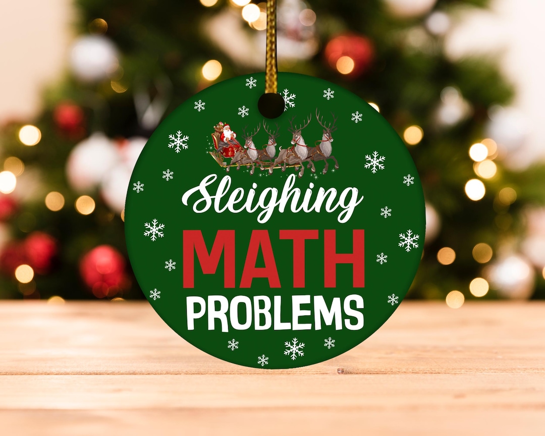 Sleighing Math Problems Teacher Santa Ceramic Ornament, Math Teacher ...