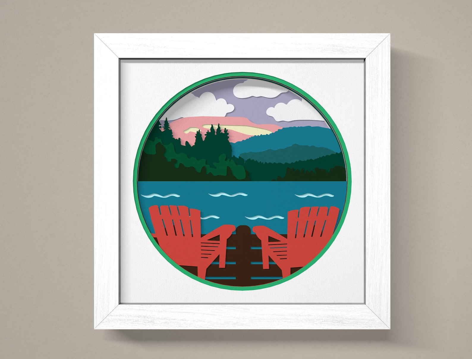 Lake Shadow Box 3D Svg ,lake 3D Box Svg ,camping Lake 3D Box Svg ,lake ...