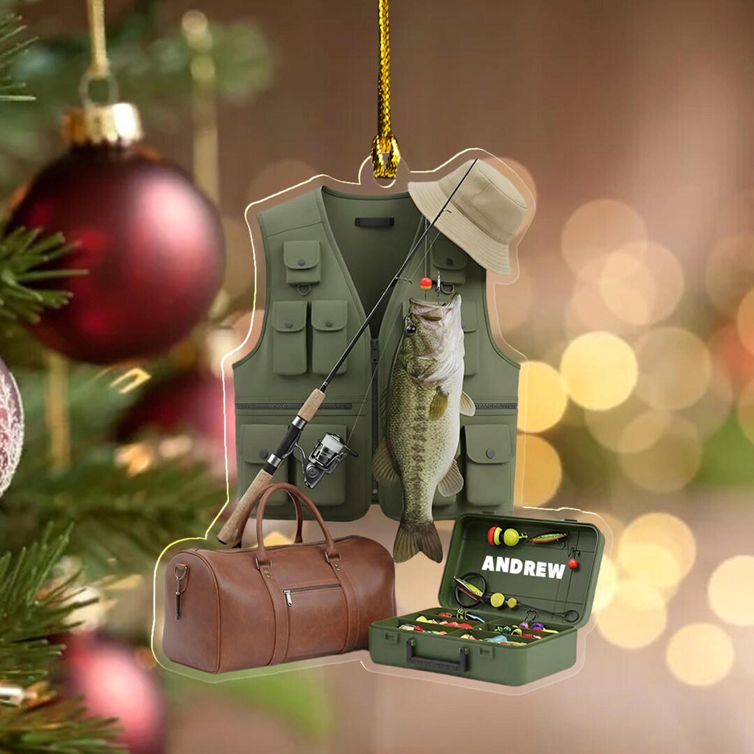 Personalized Fisherman 2D Flat Acrylic Ornament, Bass Fishing Christmas ...