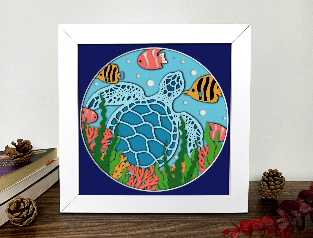 Sea Animals Shadow Box 3D Svg ,sea Animals Light Box Svg ,sea Animals ...