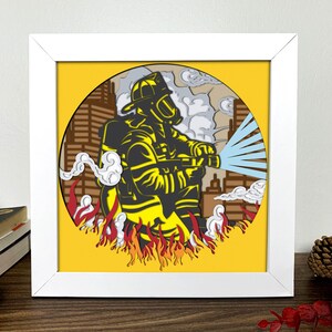Firefighter Shadow Box 3D Svg ,fireman 3D Svg ,firefighter 3D Box Svg ...