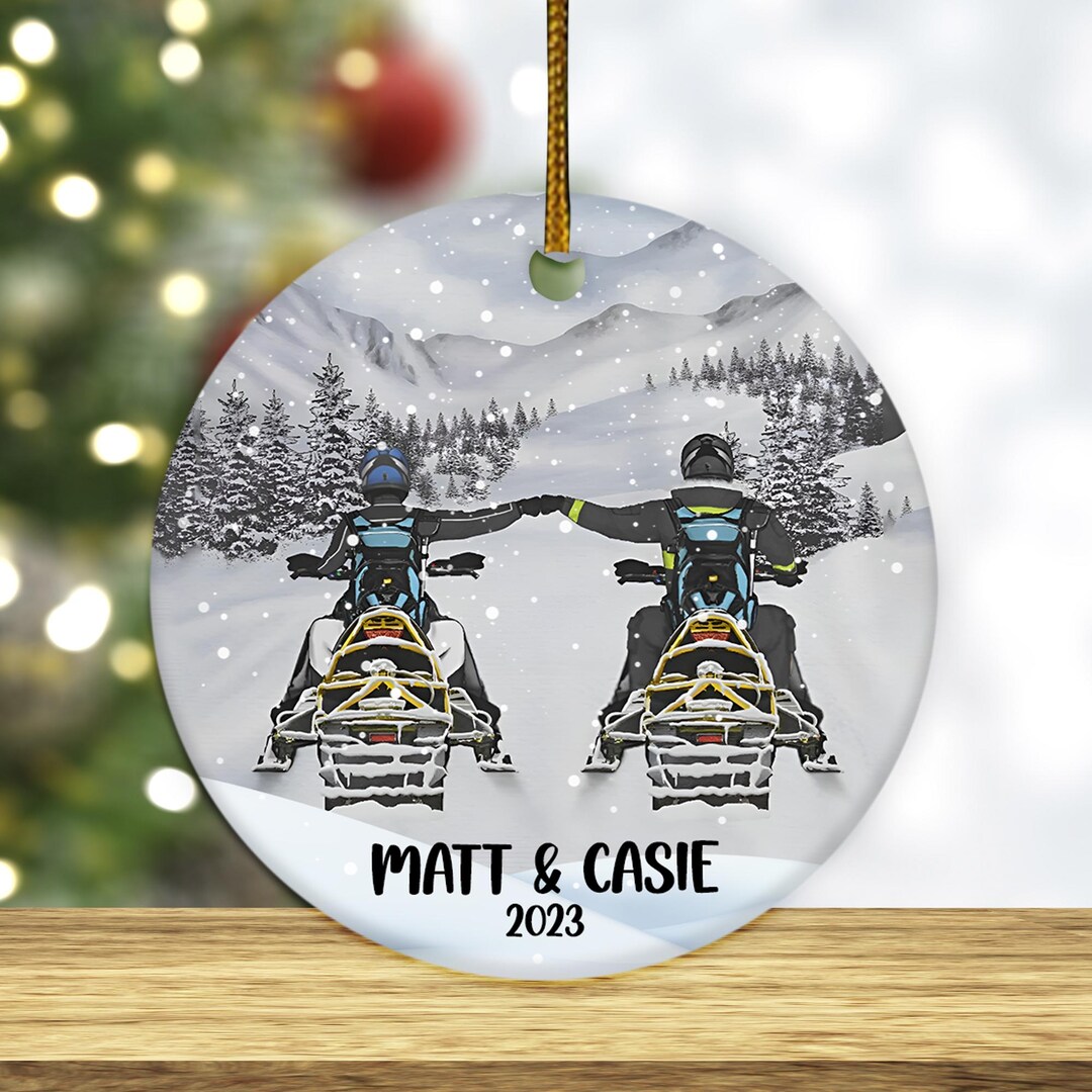 Personalized Snowmobile Couples Christmas Ornament, Couple Ornament ...
