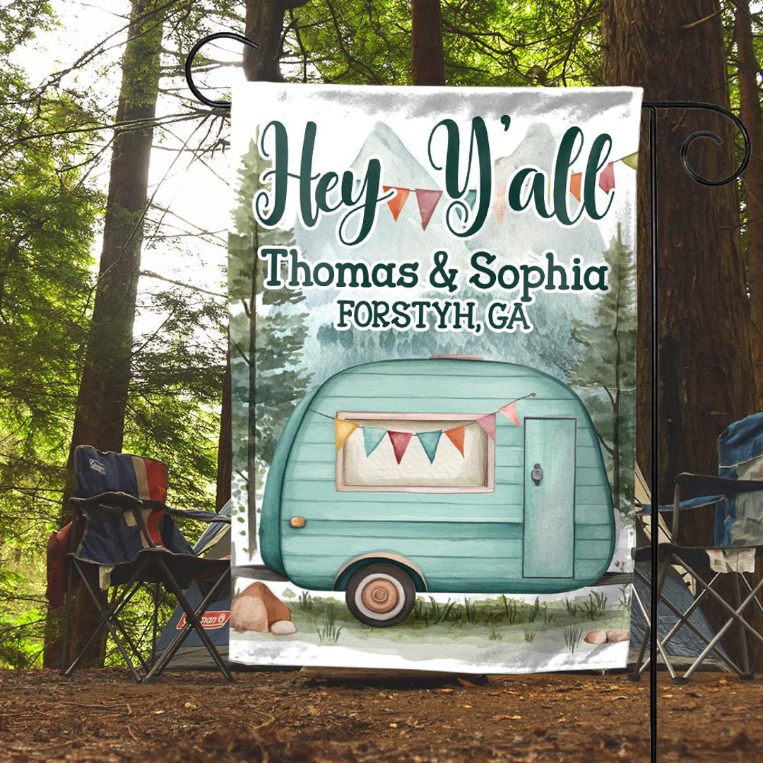 Custom Family Camping Flag | Personalized RV Camper Flag | Outdoor ...